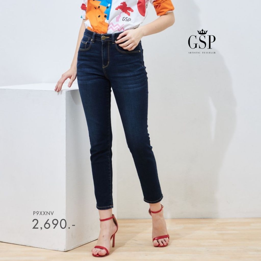 GSP woman's pants Breathable Young denim กางเกงยีนส์ ขาเดฟ สีกรม P9XXNV ...