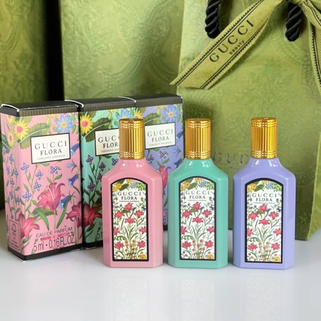 Gucci Flora Gorgeous Perfume Miniature Set ( 3 x 5 ml ) น้ำหอมแท้ขนาด ...