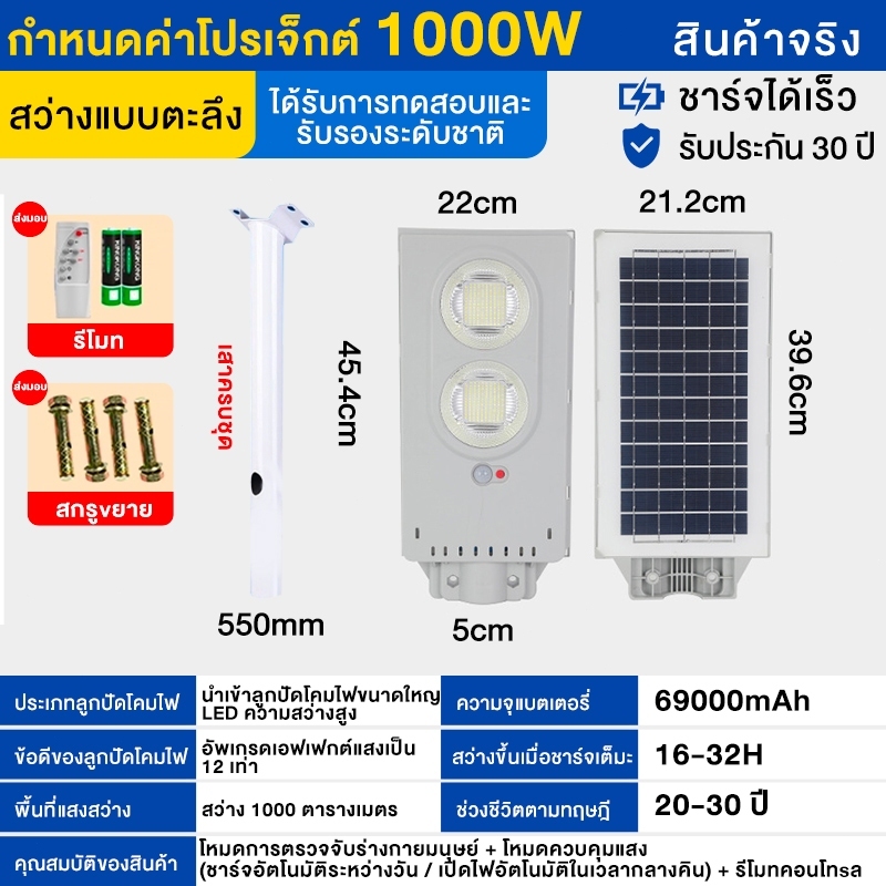 ไฟโซล่าเซลล์Solar Light LED ไฟ 1000Wถึง4000W ไฟถนนโซล่าเซลล์ โคมไฟ ...