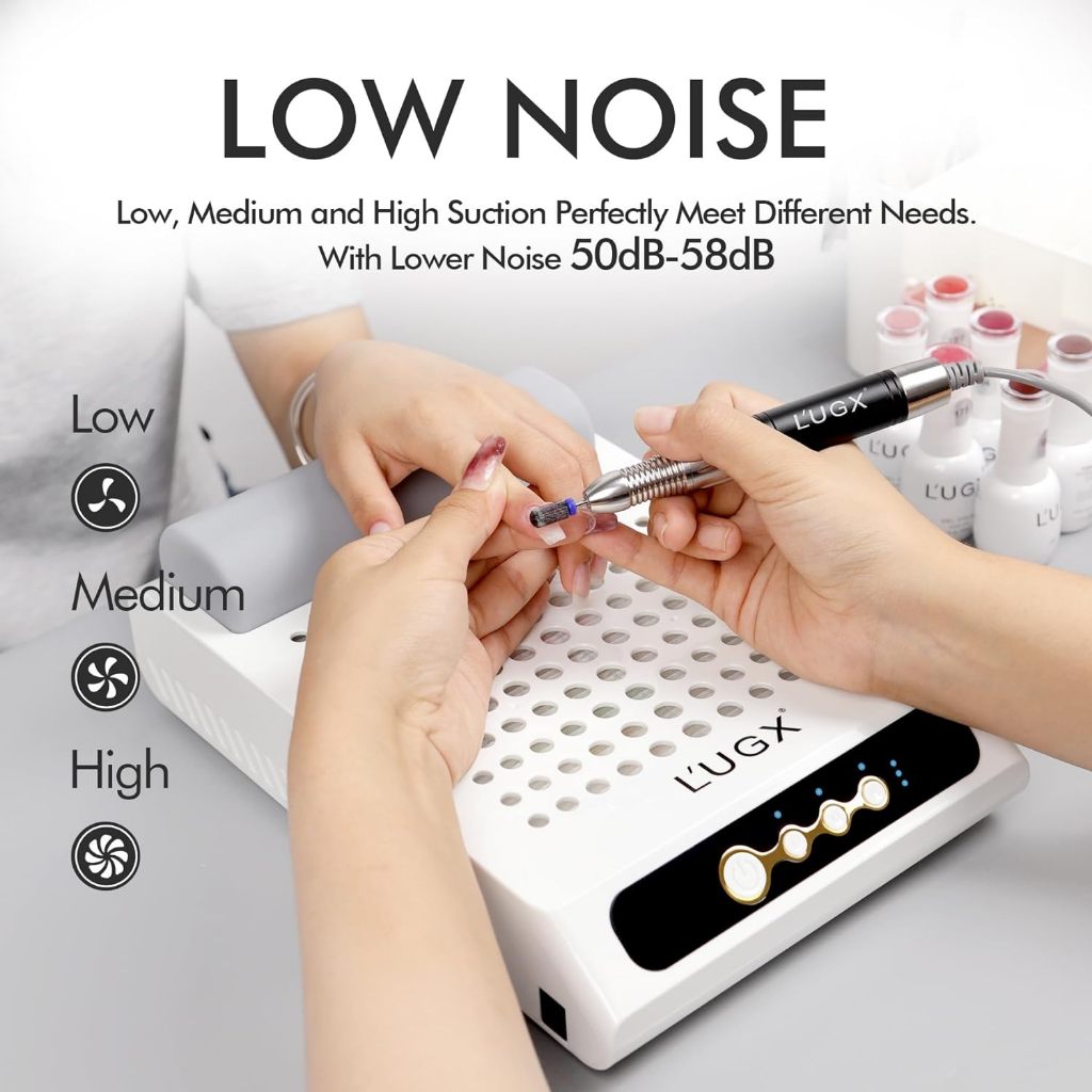 เครื่องดูดฝุ่นเ ล็บพรีเมียม LUGX แบตเตอรี่ในตัว ไร้สาย 70w Rechargeable Nail Dust Collector ...