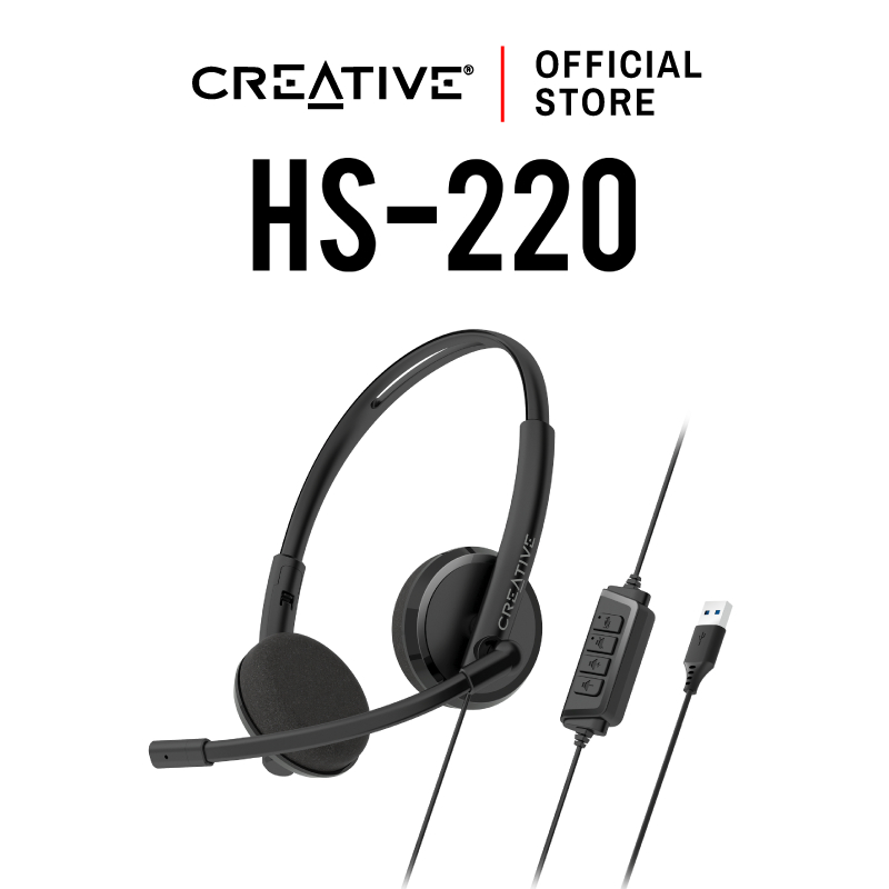 Creative HS-220 หูฟังเฮดเซ็ตแบบ USB พร้อมพร้อมไมโครโฟน Noise-cancelling ...