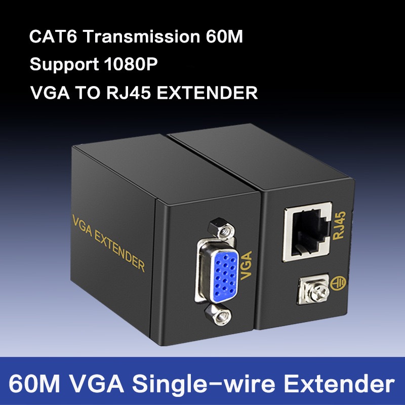 VGA Extender 60 เมตร vga to lan 60m ตัวขยายสัญญาณ VGA ด้วยสายแลนระยะ60 ...