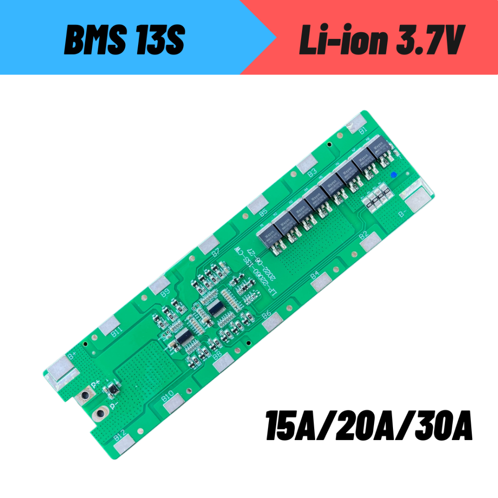 BMS 13S 15A/20A/30A บอร์ดป้องกันแบตเตอรี่ Li-ion 3.7V เหมาะสำหรับประกอบ ...