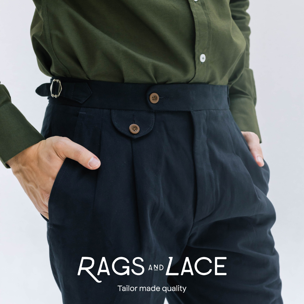 Rags and Lace กางเกง Pocket Lace ผ้า cotton สี Navy | Shopee Thailand