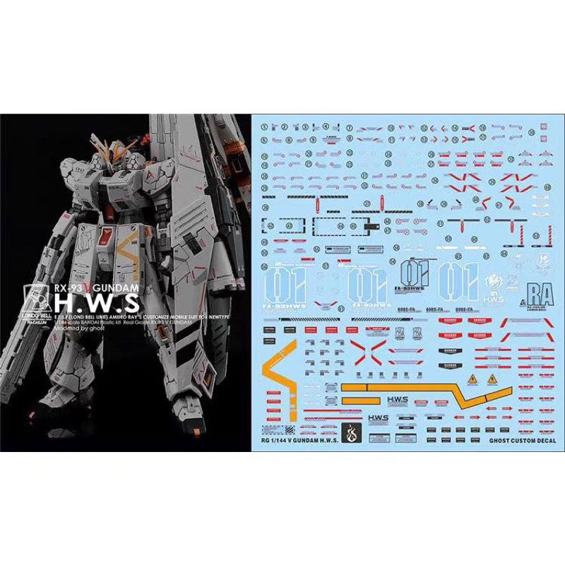 ดีคอลน้ำ DECAL [GHOST] RG 1/144 RX93 V NU HWS Gundam สะท้อนแสงแบล็คไลด์ ...