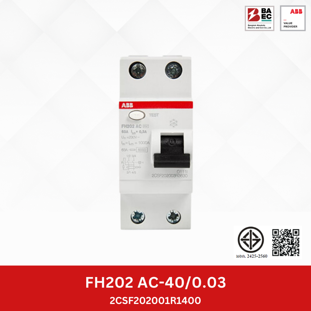 ABB FH202 AC-40/0.03 Residual Current Circuit Breaker | Shopee Thailand
