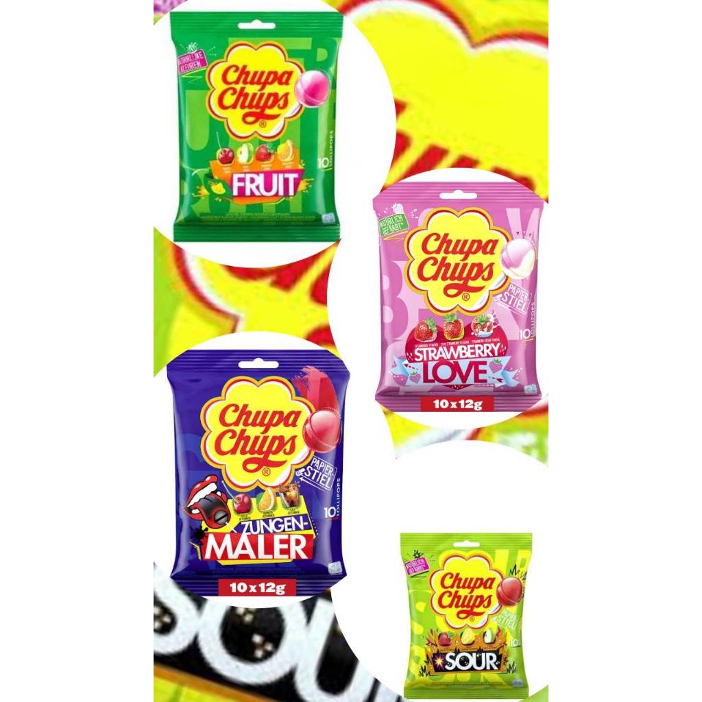Chupa Chups Candy 10 Lollipops มีให้เลือก 4 รส น้ำหนัก 120 กรัม BBF.07/ ...