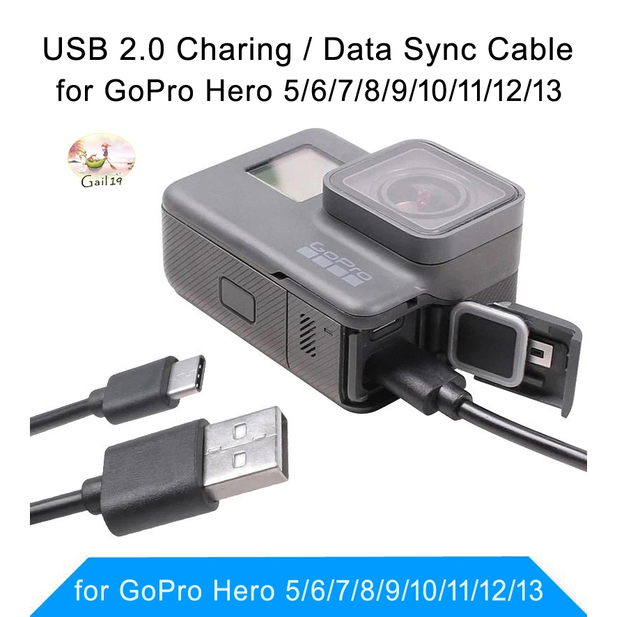 USB 2.0 Charging/Data Sync Cable for GoPro Hero 5/6/7/8/9/10/11/12/13 ...