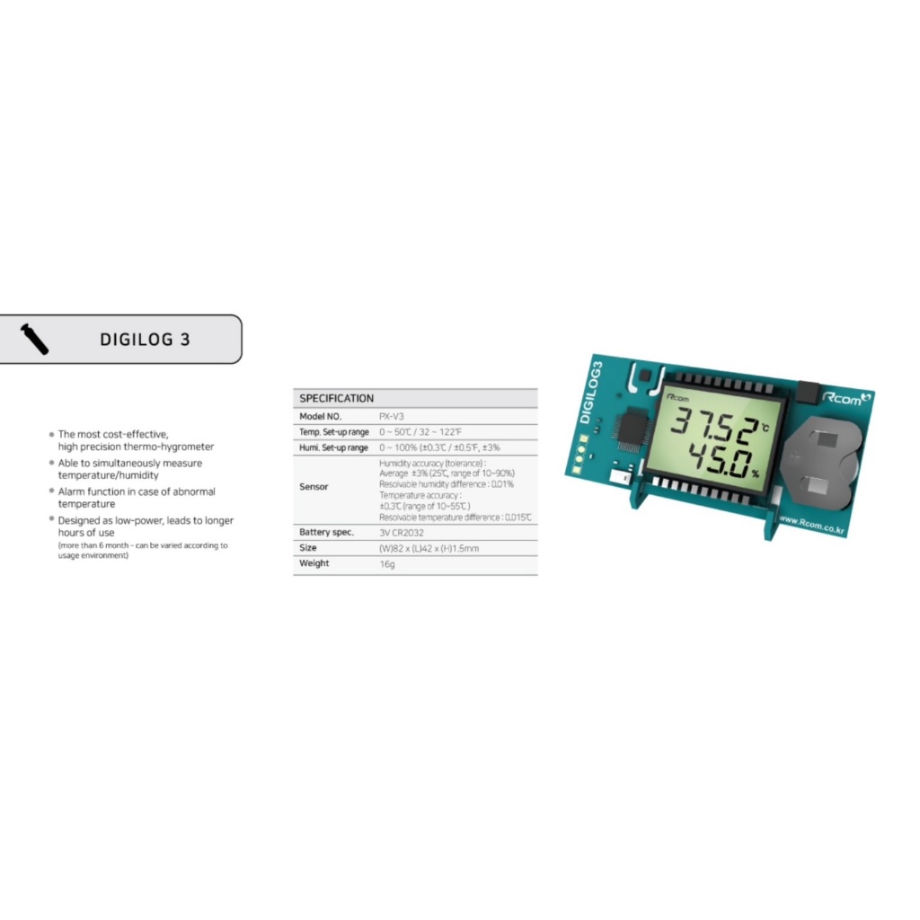 เครื่องวัดอุณภูมิและความชื้นคุณภาพสูง Rcom Digilog3 | Shopee Thailand