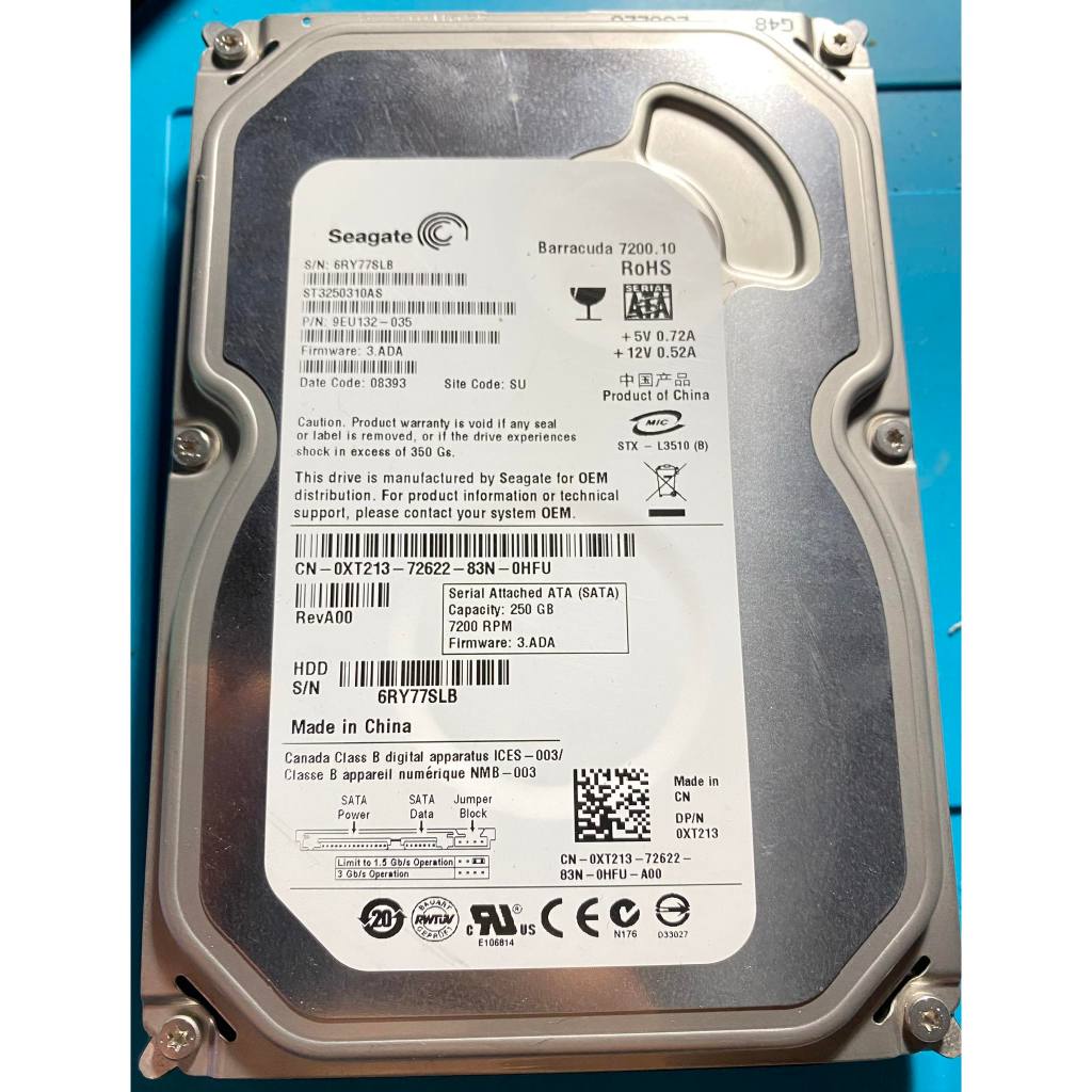 Seagate BarraCuda 7200.10 ST3250310AS 250GB 7200 RPM 8MB Cache SATA 3 ...