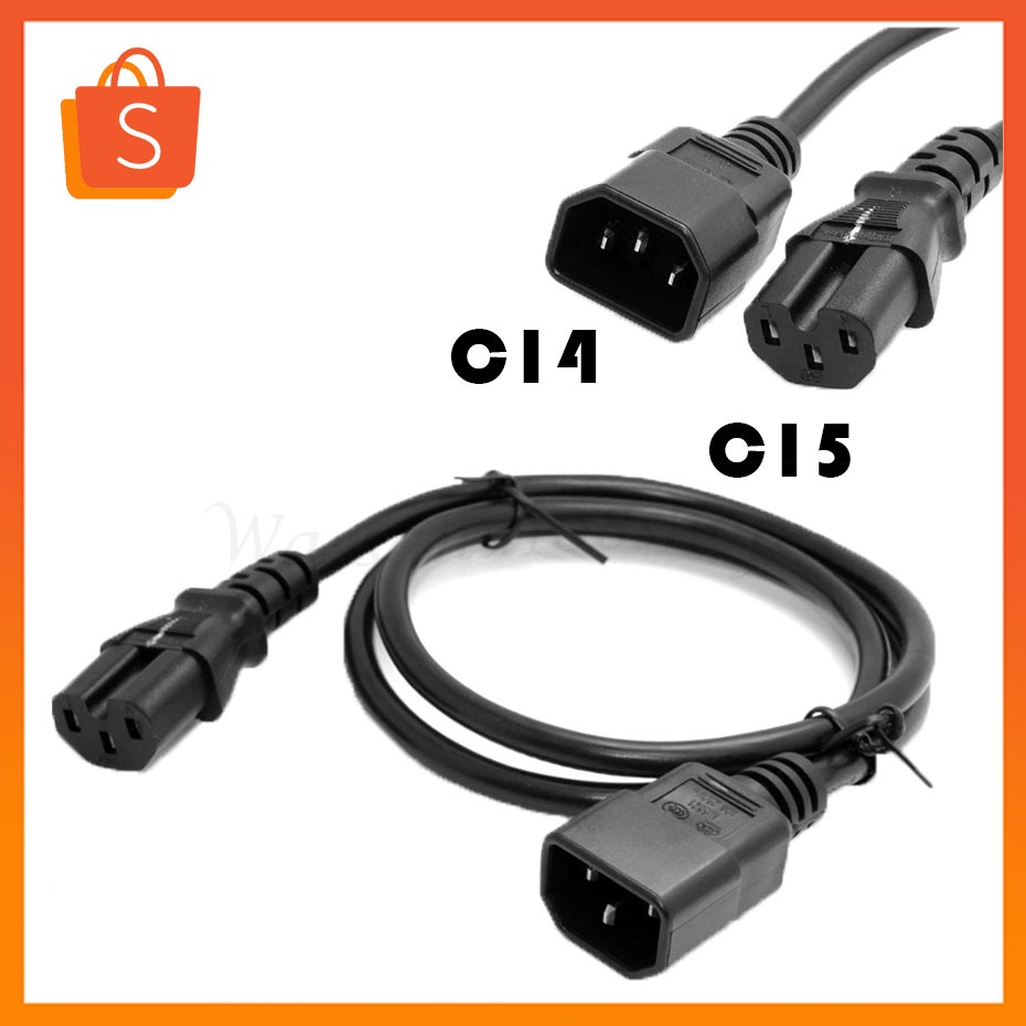 สายไฟ AC Power Cable C14 Male to C15 Female Power Extension Cable ขนาด ...
