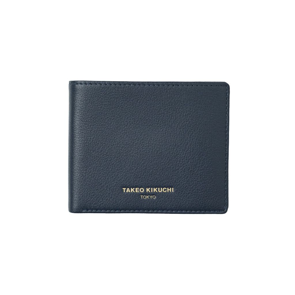 TAKEO KIKUCHI กระเป๋าสตางค์ใบสั้น CLASSIC GOLD LOGO SOFT LEATHER 8-CARD WALLET | Shopee Thailand