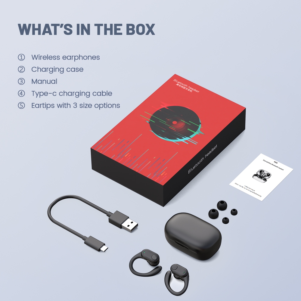 หูฟังบลูทูธ ipx 7 เคสชาร์จไร้สายแบบกันน้ำจอแสดงพลังงานแบบคู่หูฟังเสียง ...