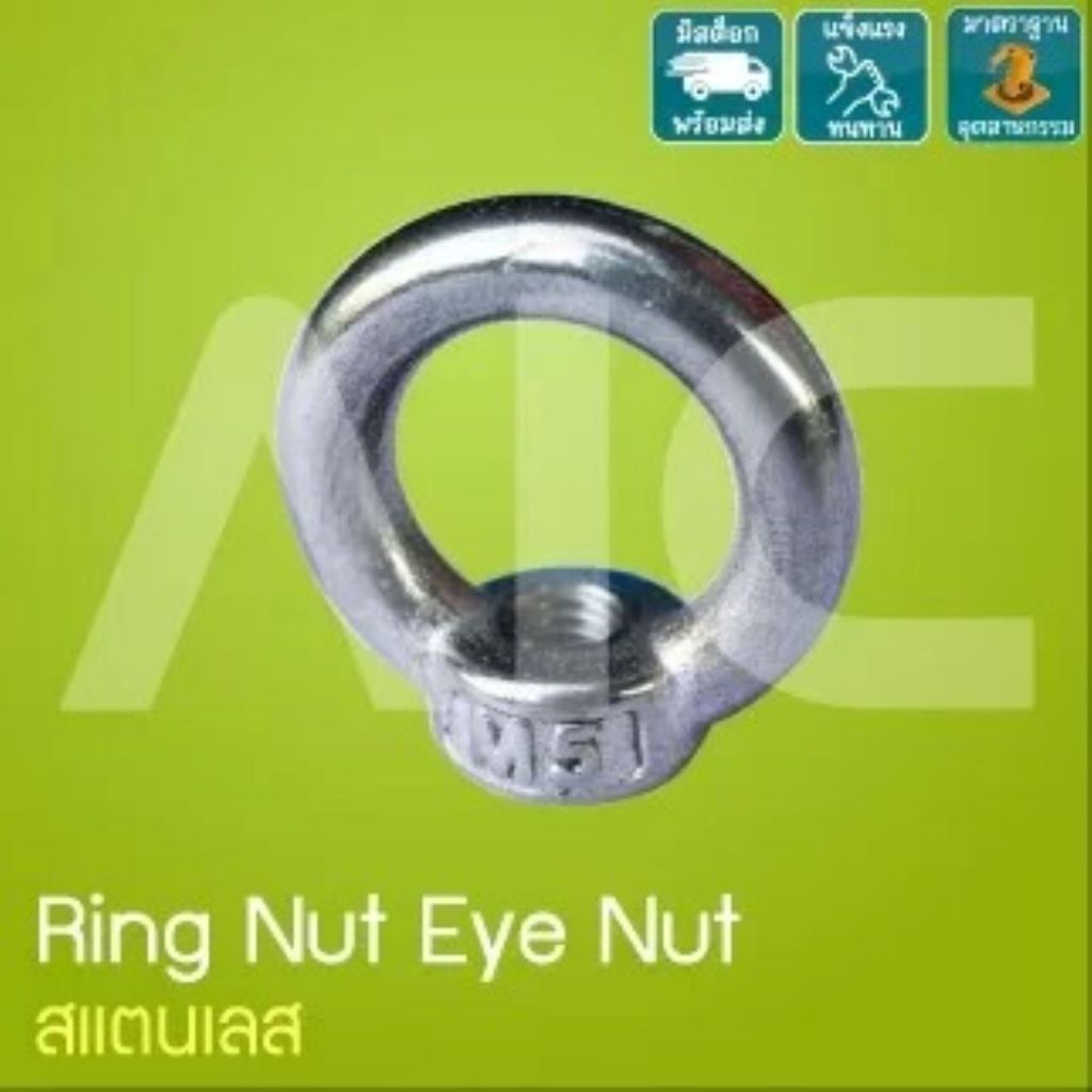 Ring Nut/Eye Nut สแตนเลส หัวกลม M5-M8 อายนัท สำหรับขนย้ายเครื่องจักร ...