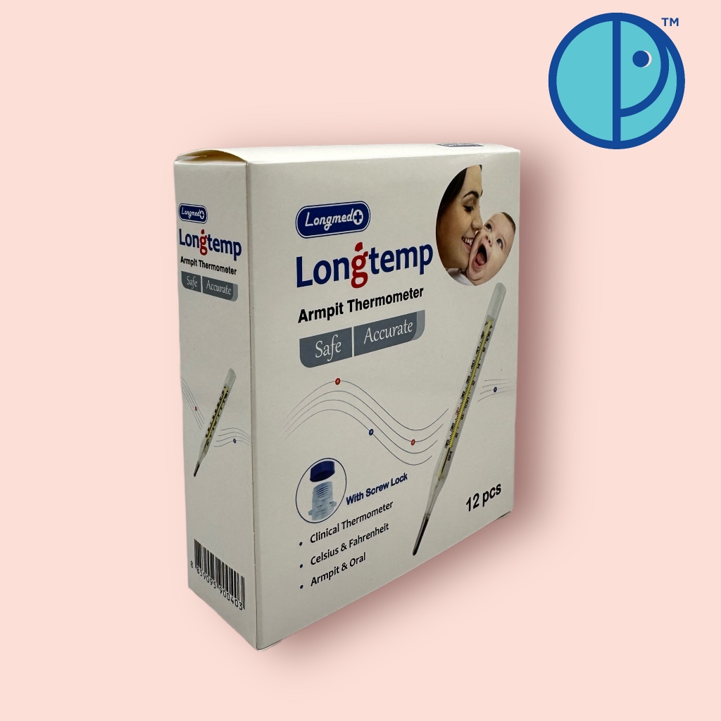 ปรอทวัดไข้แท่งแก้ว Longtemp Armpit Thermometer Longmed (ขนาดบรรจุ 12 ...