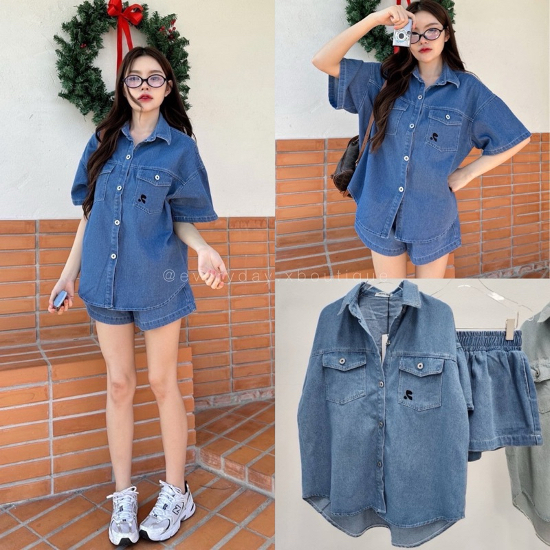 RR denim Set 📘🖤(550฿) ชุดเซ็ตยีนส์รุ่นใหม่ แบบใหม่ แบบเอยเกาหลีเกาใจ ...