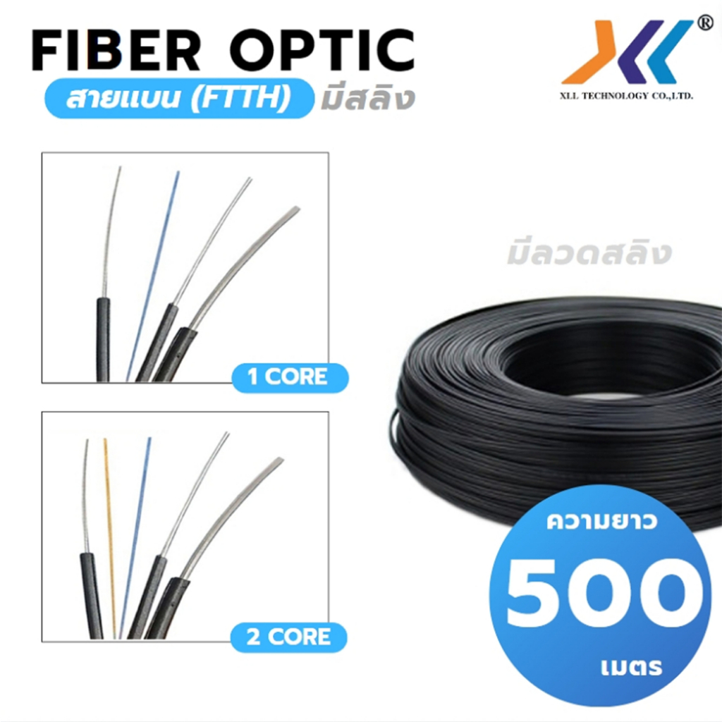 สาย ไฟ เบอร์ ออฟ ติก 1core 2core Fiber Optic+Sling Outdoor Cable FTTH ...