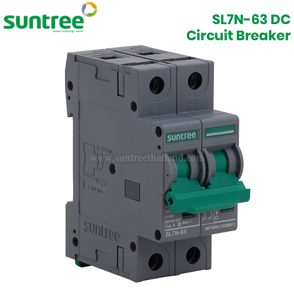 Suntree SL7N-63 DC Circuit Breaker MCB 2P 800V ตัวเลือก 16A, 20A, 25A, 32A, 63A Non-Polarity ...