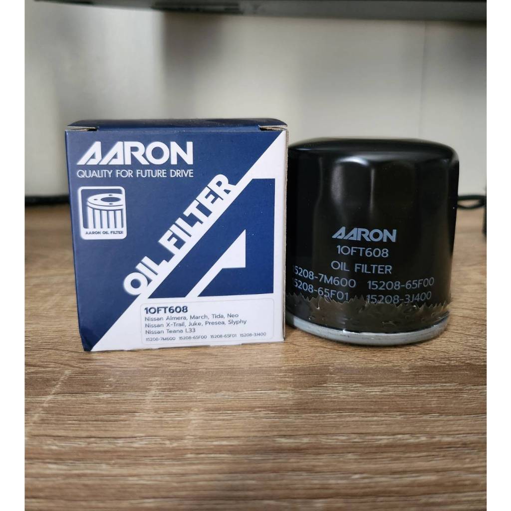 กรองน้ำมันเครื่อง AARON แอรอน แท้ Nissan นิสสัน มาร์ช อัลเมร่า Xtrail ...
