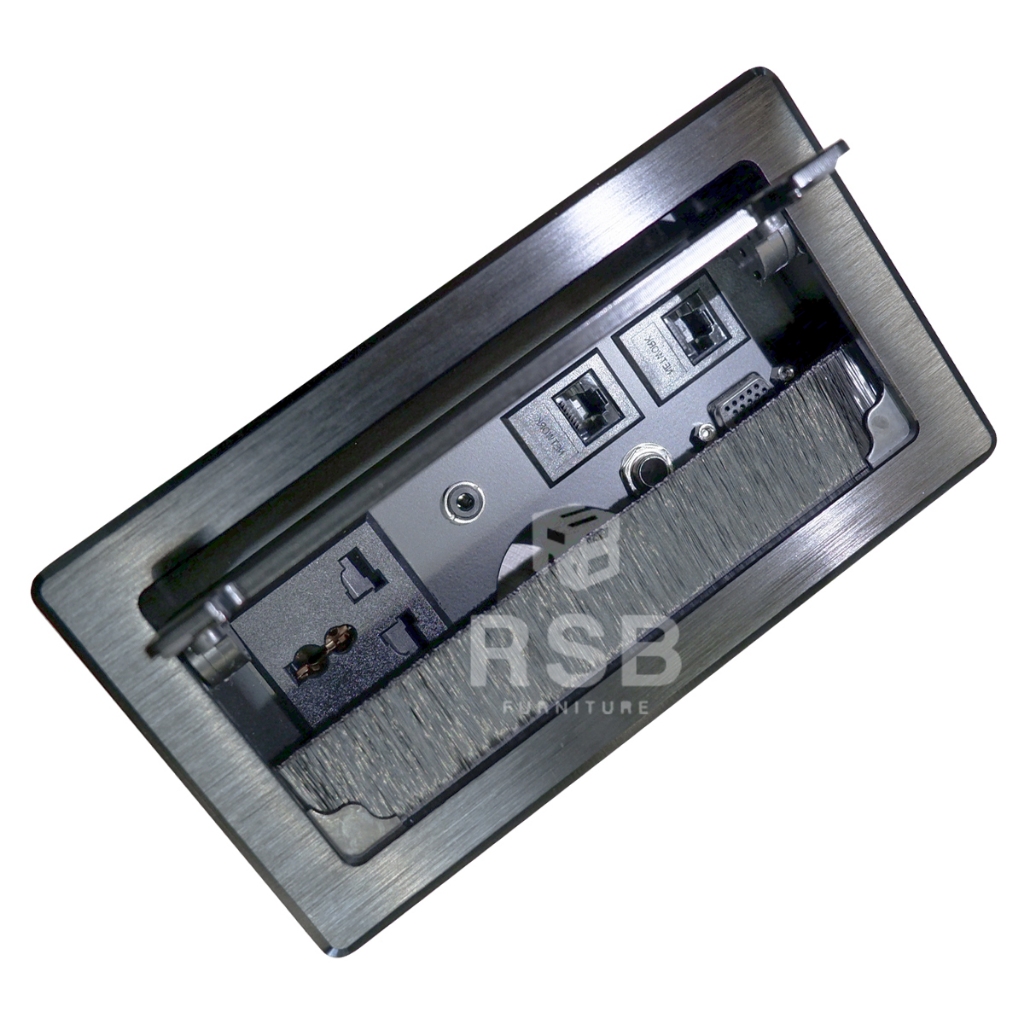 กล่องปลั๊กไฟ ฝั่งบนโต๊ะ POWER 1 + VGA 1 + AUDIO 1 + LAN 2 ขนาด W18.5 x D10 x H8 CM รหัส 4826 ...