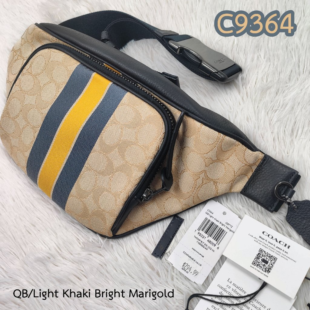 COACH C5386 C9364 คาดอกขนาด 12.75 นิ้ว Signature Jacquard ของแท้ ...