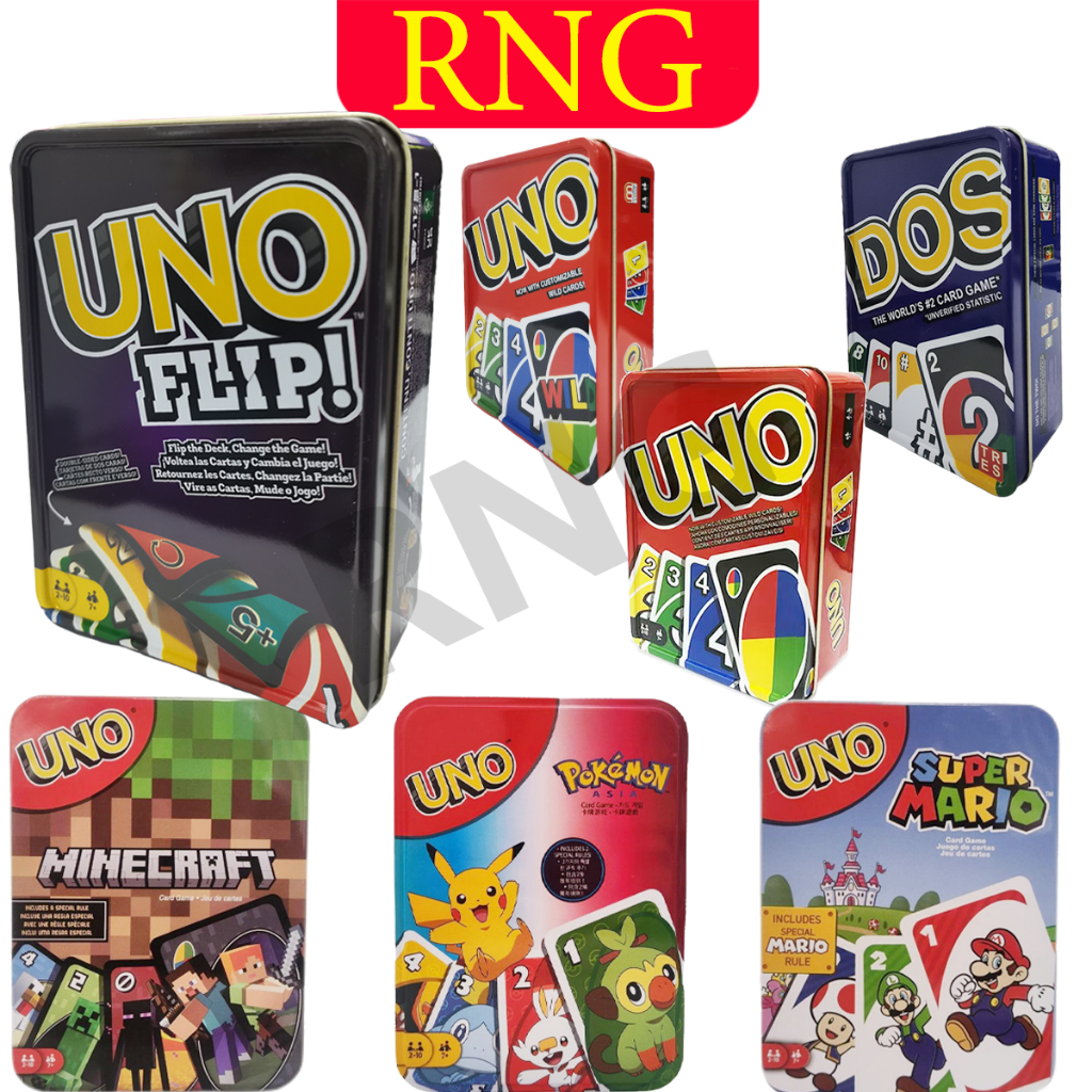 เกมการ์ดUNO Wild / UNO Flip Iron Box Game Classic（แพคเกจกล่องโลหะ ...