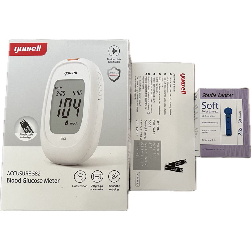Yuwell เครื่องตรวจน้ำตาล Blood Glucose Monitoring รุ่น Accusure 582 แถบ ...