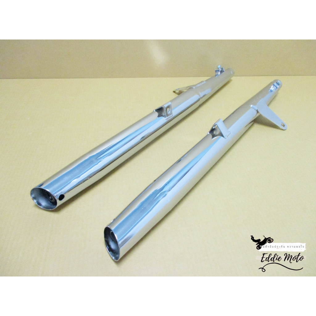 EXHAUST MUFFLER "CHROME" PLATED SET For SUZUKI K125 // ท่อไอเสีย ปากแตร ...