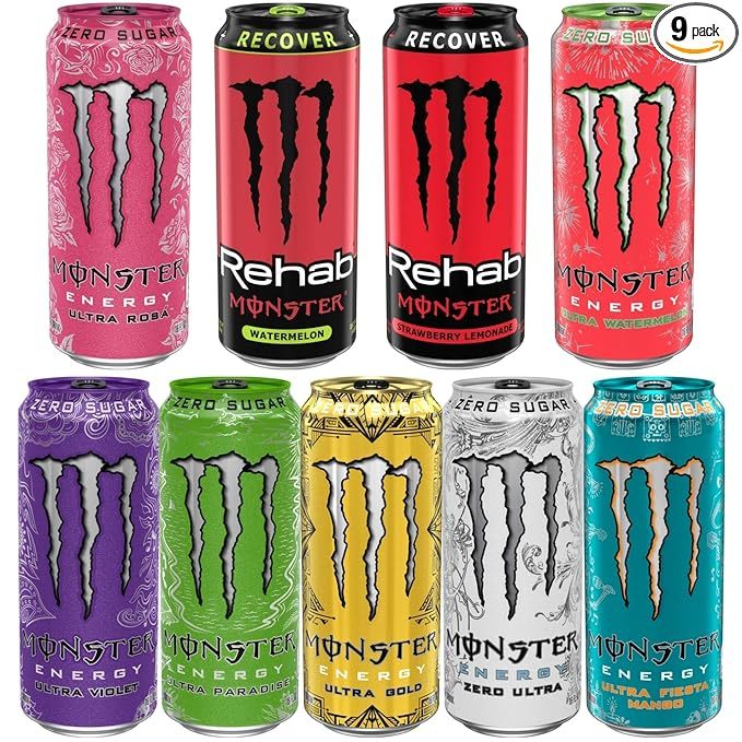 (ของแท้จากอเมริกา มีทุกรส) Monster Energy Drink, Single Can, (16 Fl Oz ...