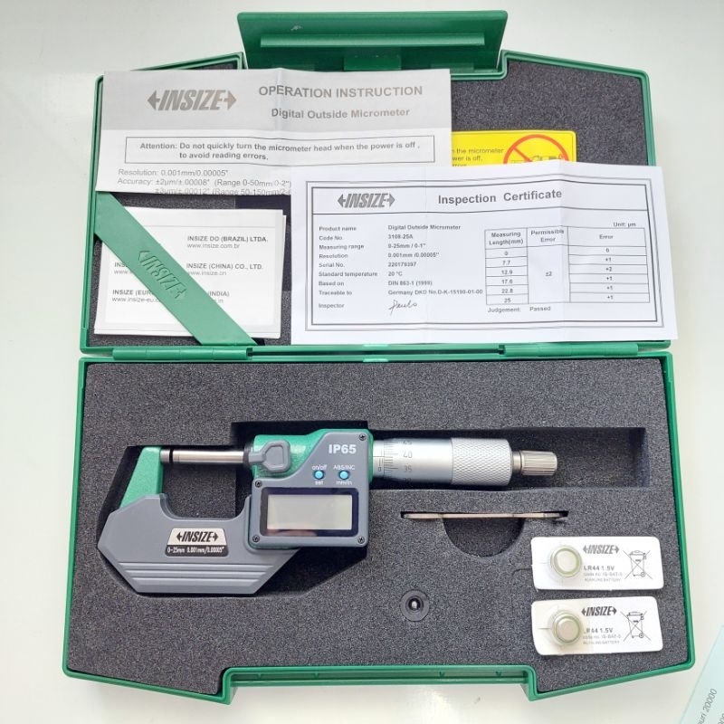 ไมโครมิเตอร์วัดนอก ดิจิตอล 0-25mm / 0-1" กันน้ำ IP65 Waterproof Digital ...