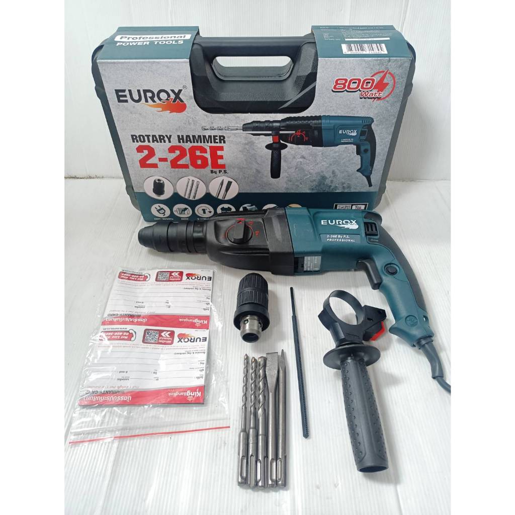 EUROX🔥สว่านโรตารี่3ระบบ🔥รุ่นใหม่🔥2-26E ถอดหัวได้ สำหรับงานเจาะปูน เจาะเหล็กไม้ เจาะเหล็ก ของแท้ ...