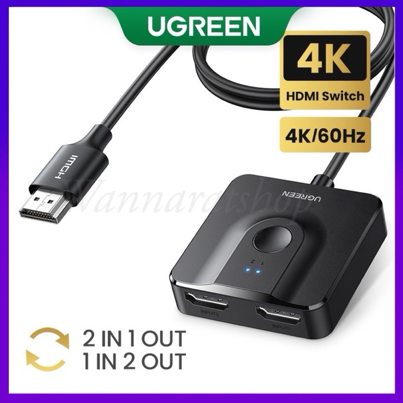 Ugreen สวิตช์ HDMI 2 In 1 Out 4K @ 60Hz Splitter สําหรับแล็ปท็อป PS5 ...