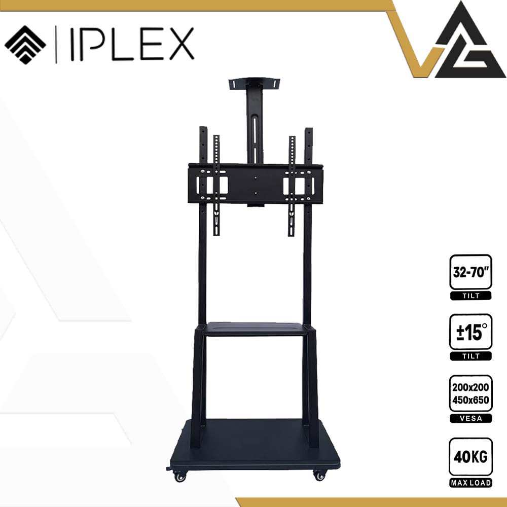 IPLEX ขาแขวนจอตั้งพื้น IPX-FM02 ขาตั้ง TV 32-70 นิ้ว แบบล้อเลื่อนพร้อมชั้นวาง รับน้ำหนักสูงสุด ...