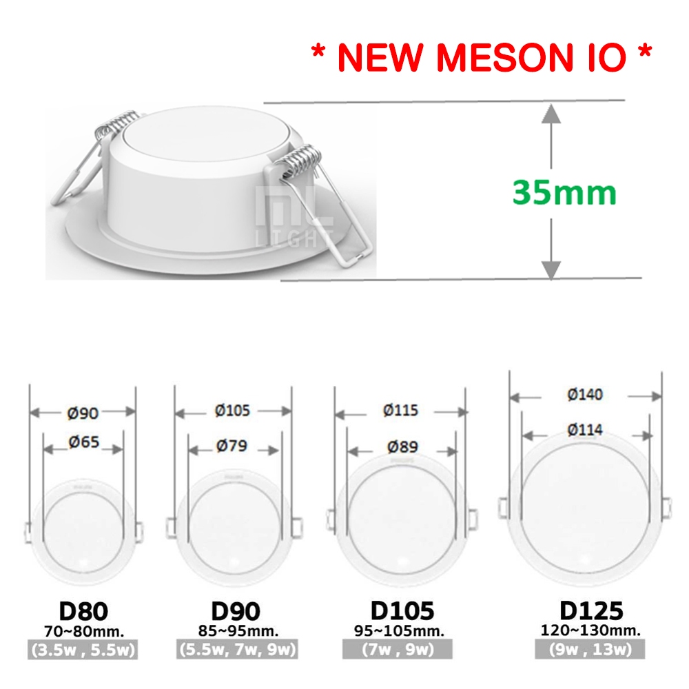 Philips LED Downlight 9W รุ่น 59449 Meson 105 หน้ากลม 4นิ้ว 9วัตต์ โคม ...