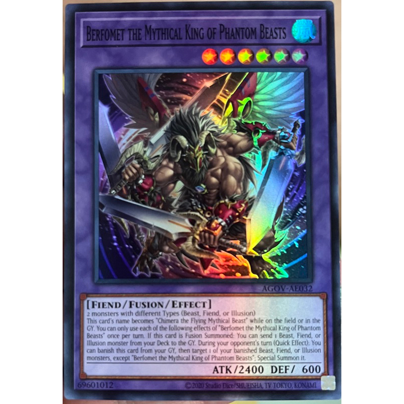 Yugioh Asia-English [AGOV-AE032] Berfomet the Mythical King of Phantom Beasts (Super Rare) การ์ด ...