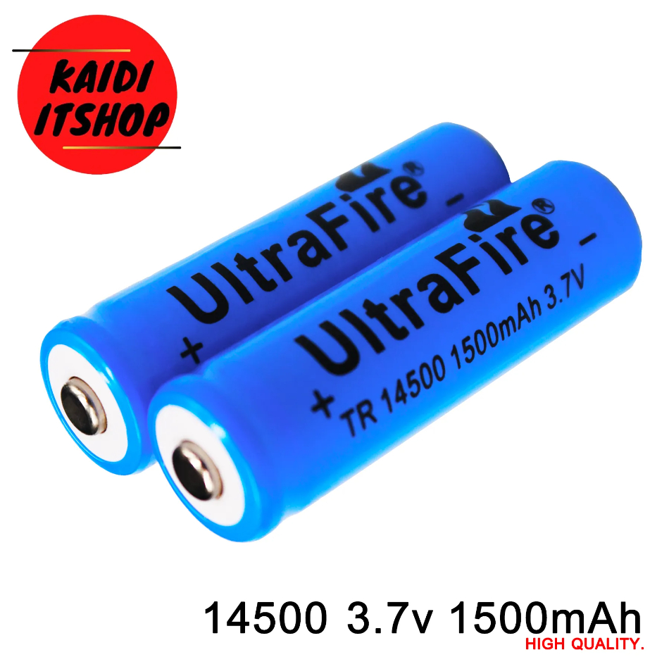 (2 ก้อน)ถ่านชาร์จขนาด 14500 Ultrafire 3.7v 1200 mAh Rechargeable Li-ion ...