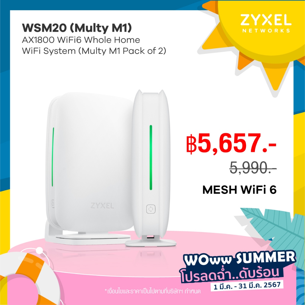 ZYXEL Multy M1 Router AX1800 Dual-Band Mesh WiFi System (อุปกรณ์กระจาย ...