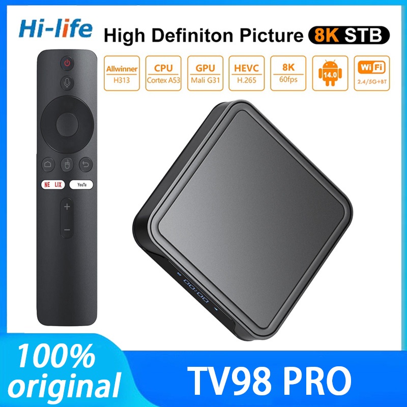TV98 PRO ATV 8K Android 14 Wifi 5G การควบคุมระยะไกลด้วยเสียง RAM8G+ROM128GB Bluetooth Android ...