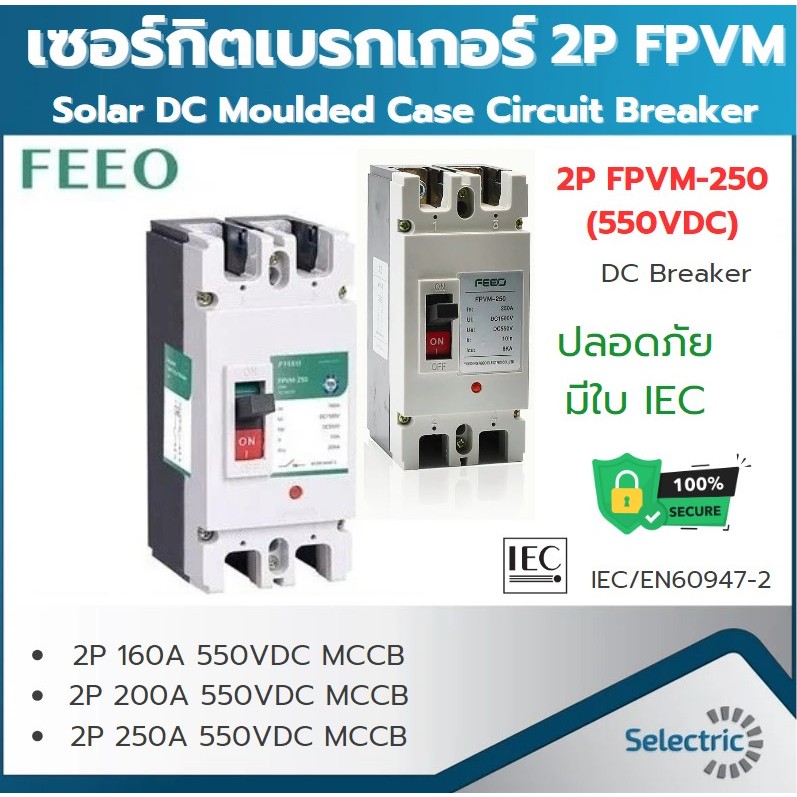 FEEO FPVM-250 2P MCCB 160A 200A 250A 550VDC Solar DC Molded Case ...