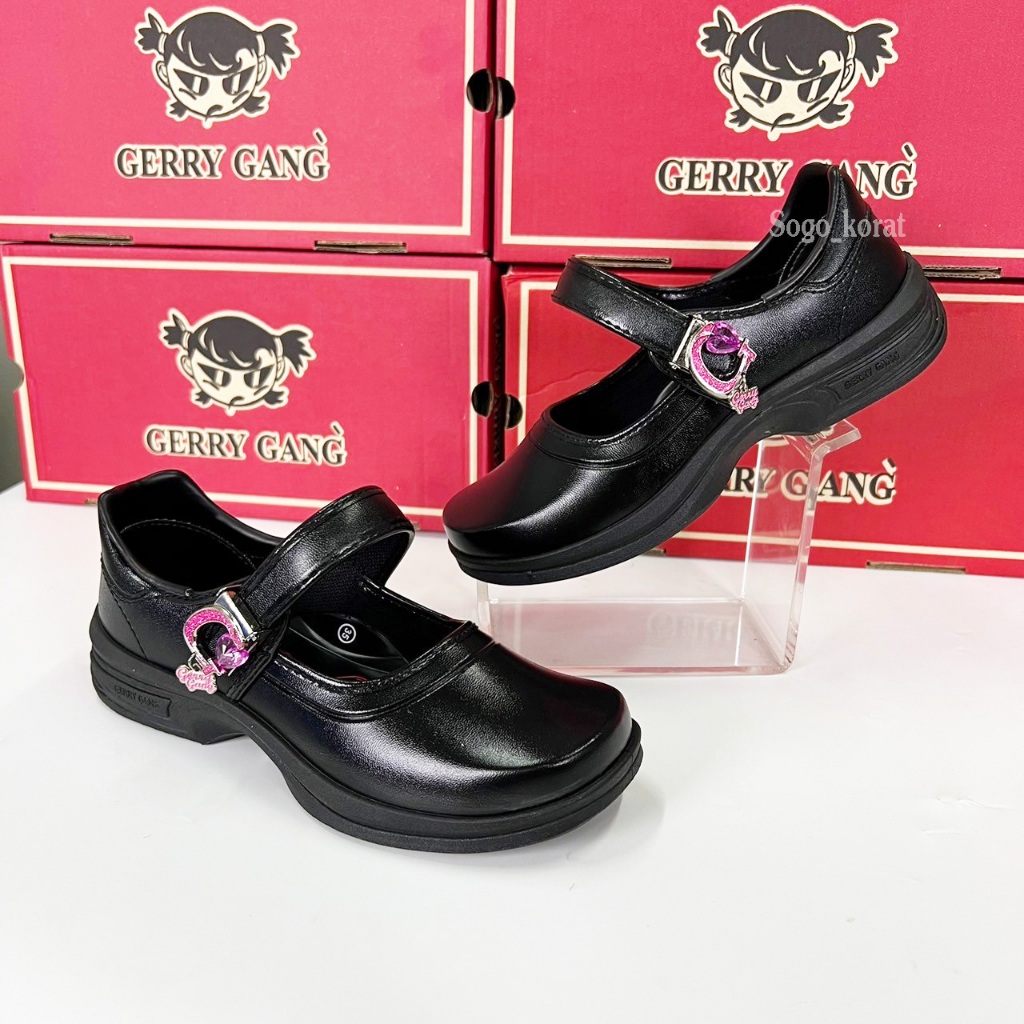 GERRYGANG รุ่น G 6607 สีดำ รองเท้านักเรียนหญิง รุ่นเพรชรูปหัวใจ รุ่น ...