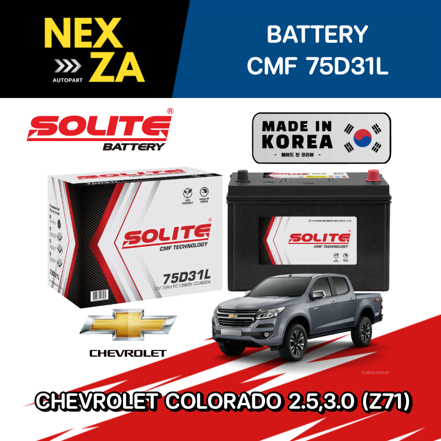 แบตเตอรี่ SOLITE CMF 75D31L สำหรับรถ CHEVROLET COLORADO 2.5,3.0 (Model ...