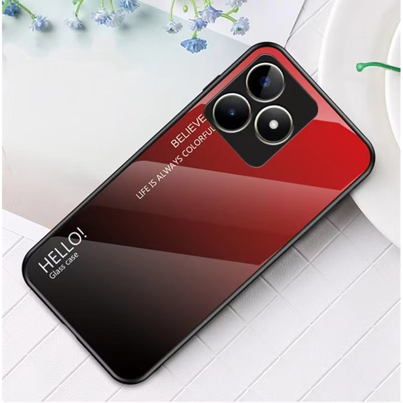 เคสกระจก ไล่สี สำหรับ Oppo Realme C51 C53 Realme Note50 เคสกระจกสองสี ...