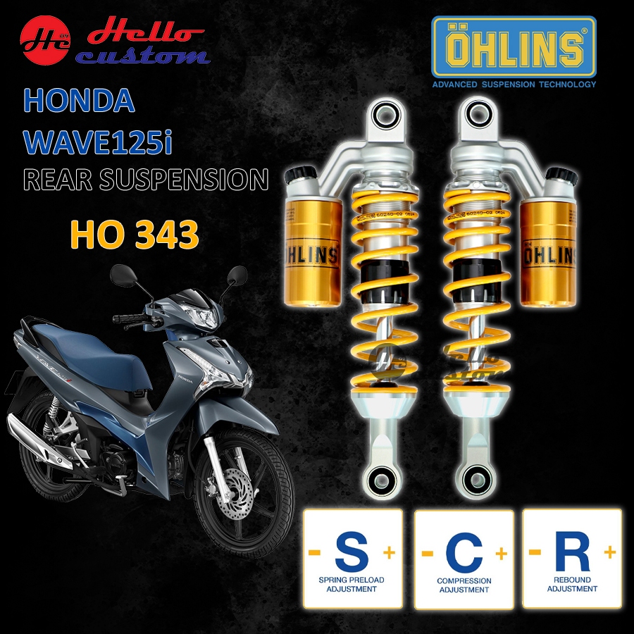 (ลด20% ใส่โค้ด 20DDCCB) โช้คหลัง OHLINS HO 343 WAVE 125i 2023-2024 Rear ...