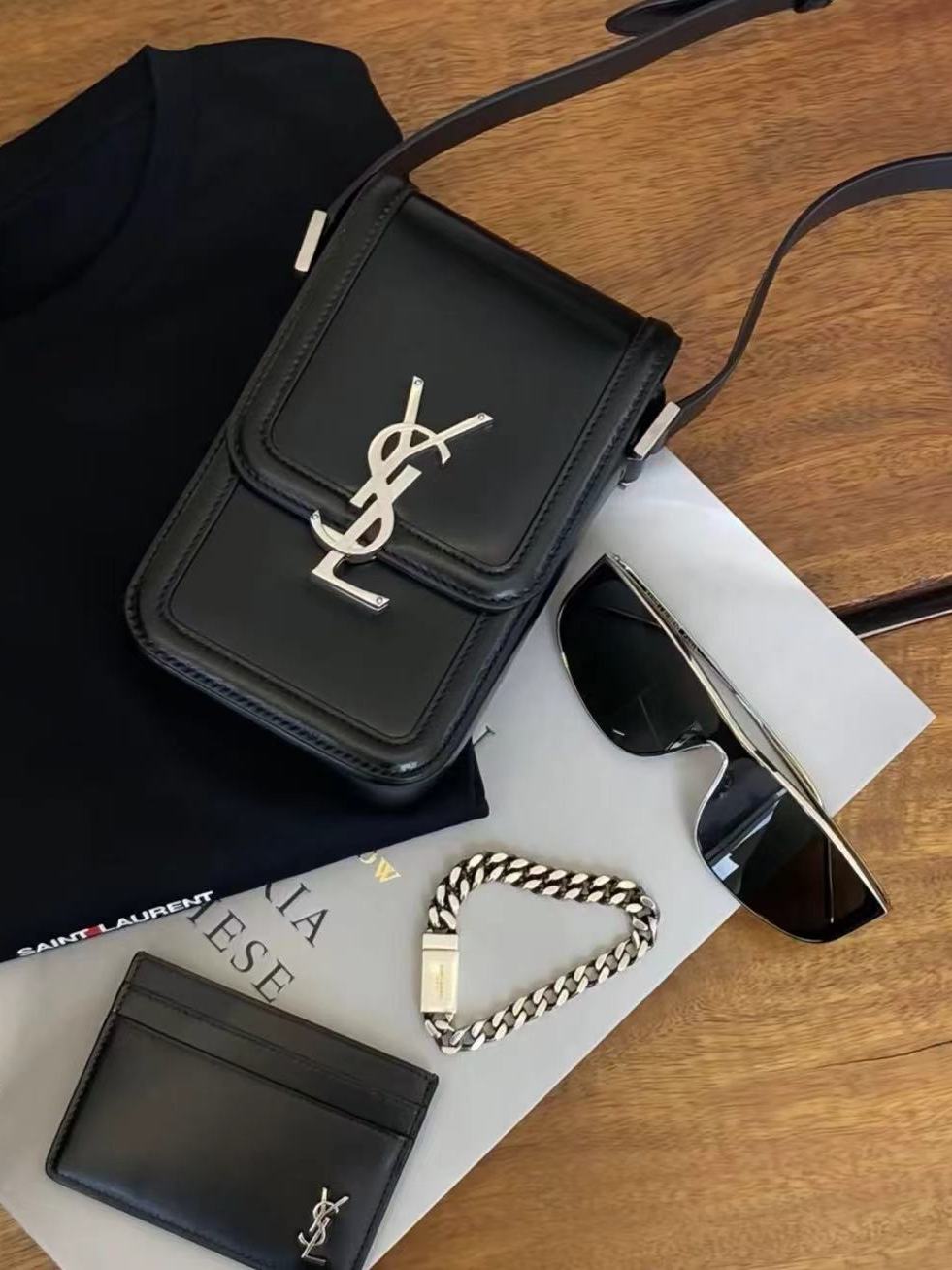 YSL/Saint Laurent/SOLFERINO series/อีฟส์ แซงต์โลรองต์/ชาย/ กระเป๋าใส่ ...