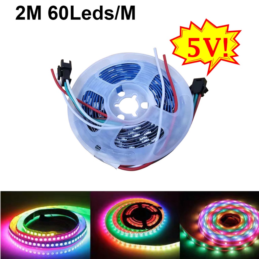 DIYsound แถบไฟ led WS2812B 60 พิกเซล m Smart 5050 RGB ขาว PCB IC IP30 ...
