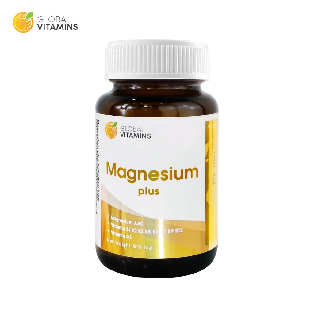 แมกนีเซียม พลัส x 1 ขวด โกลบอลวิตามิน Magnesium plus Global Vitamins ...
