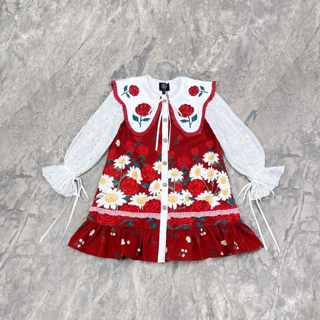 B453 BLT BRAND มินิเดรสทรงปล่อย แขนยาวลูกไม้ฉลุ น่ารักใส่ไปคาเฟ่ ...