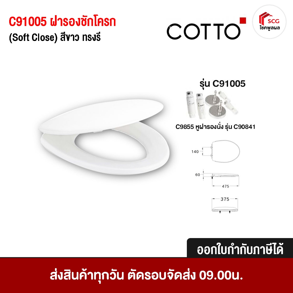 COTTO C91005 (HM) ฝารองชักโครก ฝารองนั่งกันการกระแทก (Soft Close) สีขาว ...