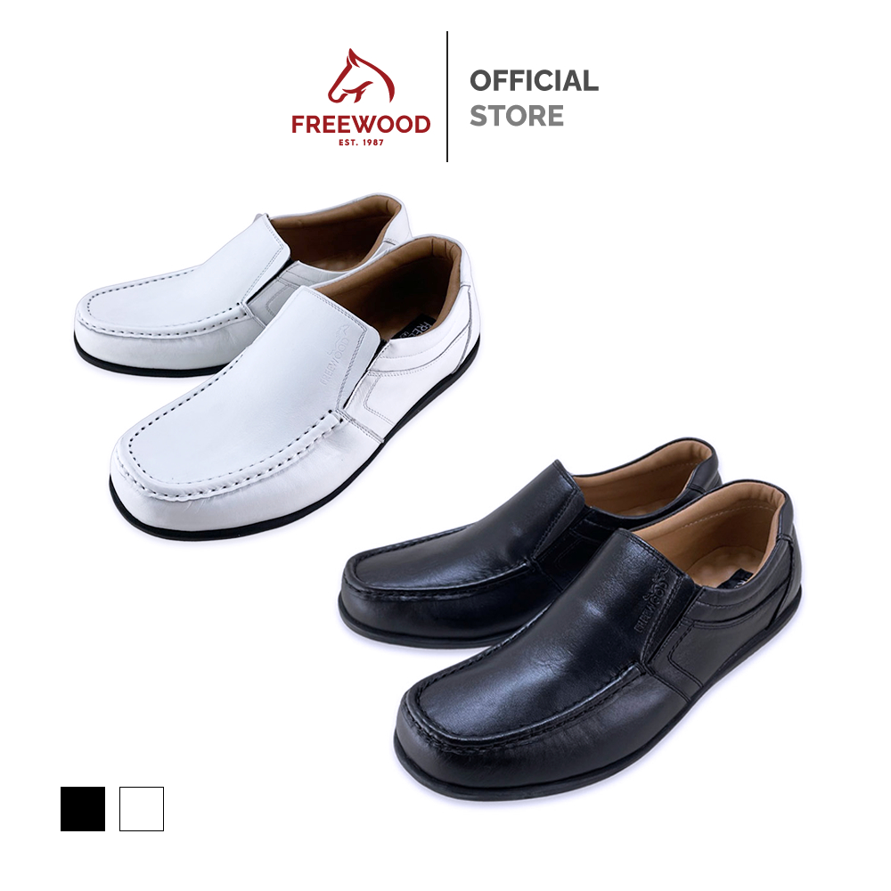 FREEWOOD CASUAL SHOES รองเท้าลำลองผู้ชาย หนังแท้ รุ่น 68-541 สีดำ / สี ...