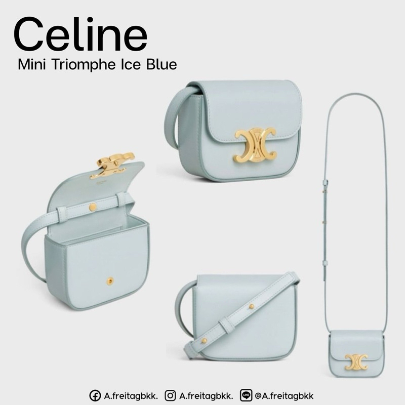 พร้อมส่ง Celine Mini Triomphe Ice Blue มือสอง | Shopee Thailand